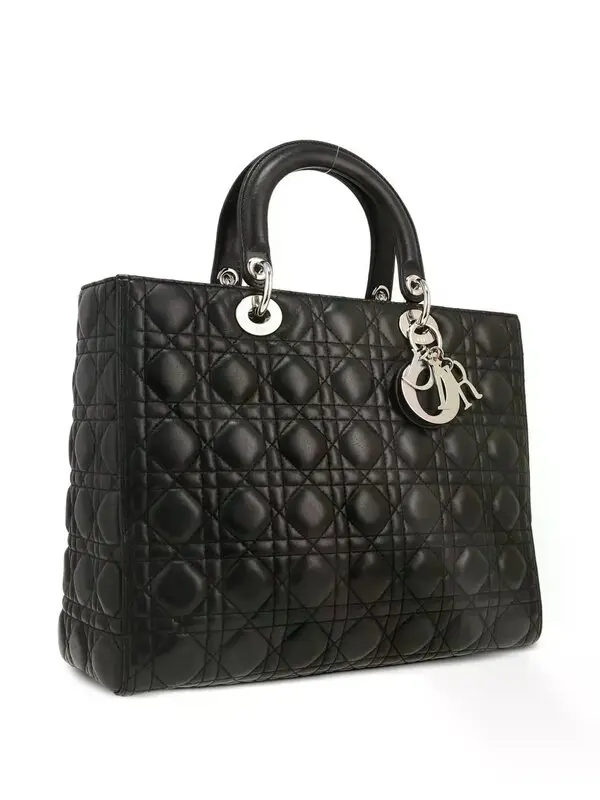 Dior Lady Leather Double-handle Tote Bag - Black