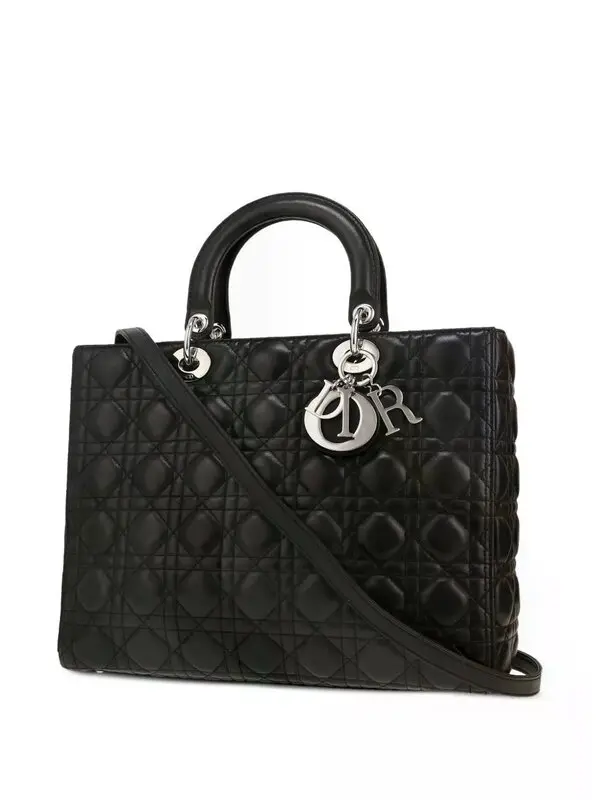 Dior Lady Leather Double-handle Tote Bag - Black