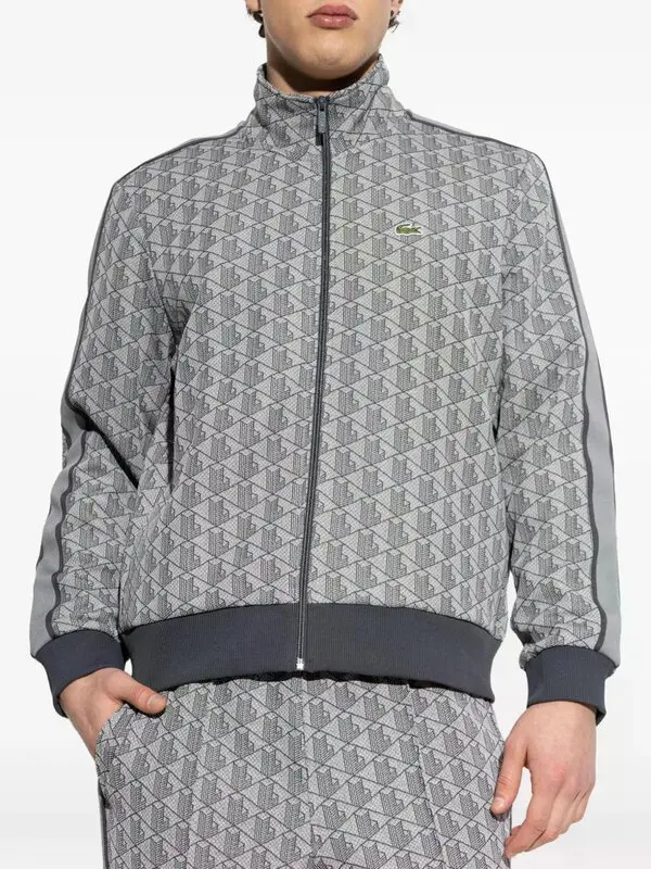 Lacoste Patterned Zip-up Sweatshirt - Grey