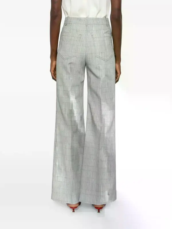 Victoria Beckham Wide-leg Checked Trousers - Grey