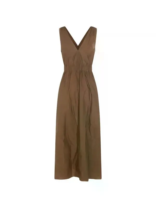Brunello Cucinelli Belted V-neck Midi Dress - Brown