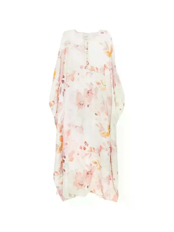 BAMBAH Floral Print Kaftan Dress - Neutrals