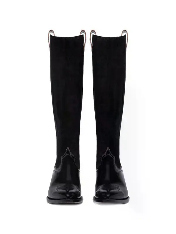 BUTTERO® Annie Suede Panel Cowboy Boots - Black