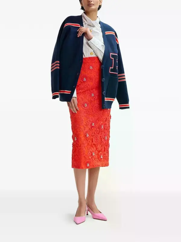 Essentiel Antwerp Embellished Floral Lace Midi Skirt
