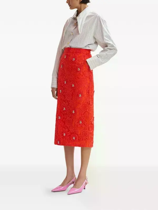Essentiel Antwerp Embellished Floral Lace Midi Skirt