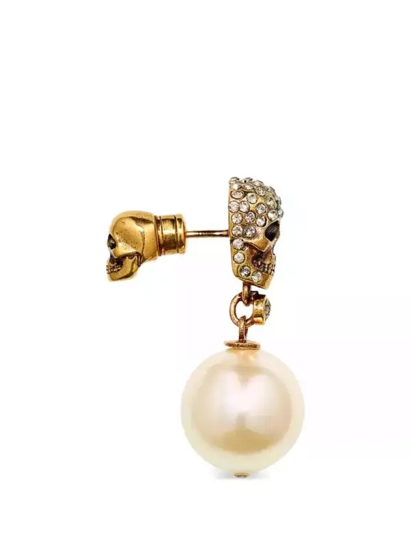 Alexander McQueen Skull Drop Earrings With Faux Pearls And Crystals