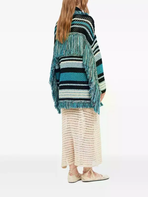 Alanui Striped Fringed Cardigan