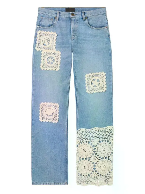 Alanui Jeans With Crochet Detailing - Blue