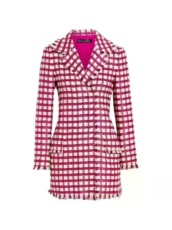 Oscar De La Renta Checked Tweed Mini Dress