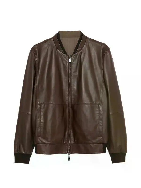 Corneliani Leather Zip-up Jacket