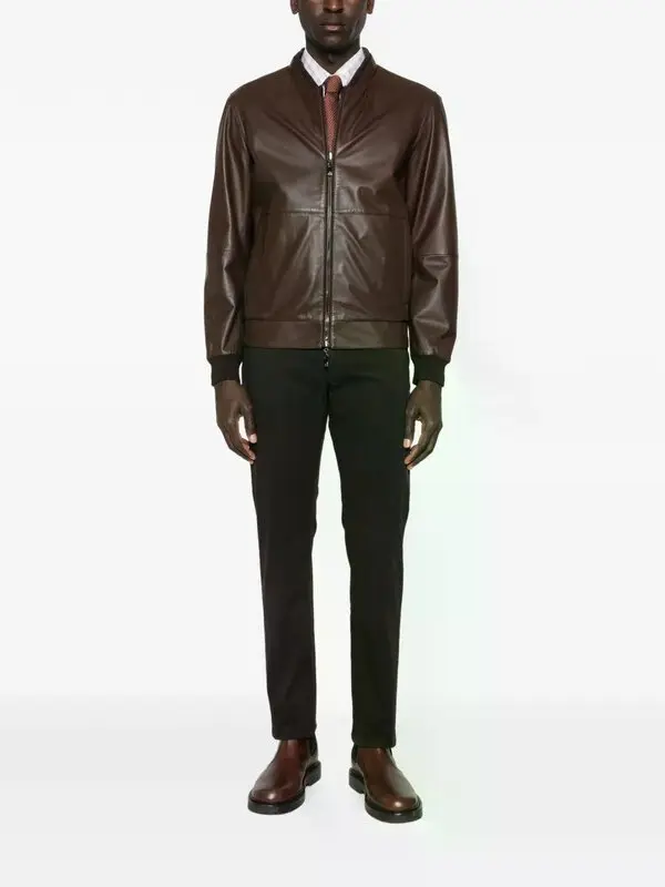 Corneliani Leather Zip-up Jacket