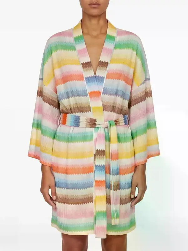 Missoni Chevron Belted Beach Dress - Neutrals