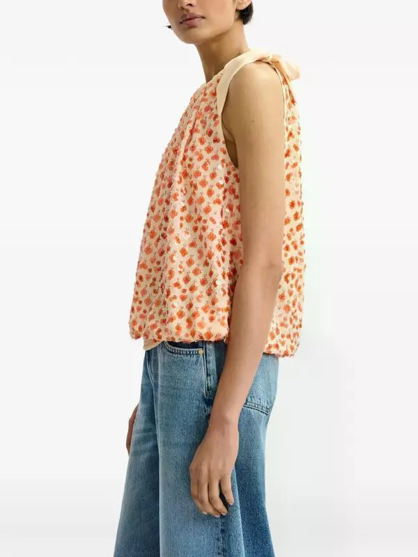 Essentiel Antwerp Sequin Embellished Sleeveless Blouse - Neutrals