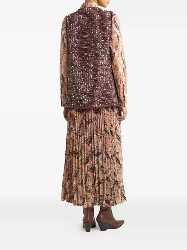 Etro Tweed Button Waistcoat - Red