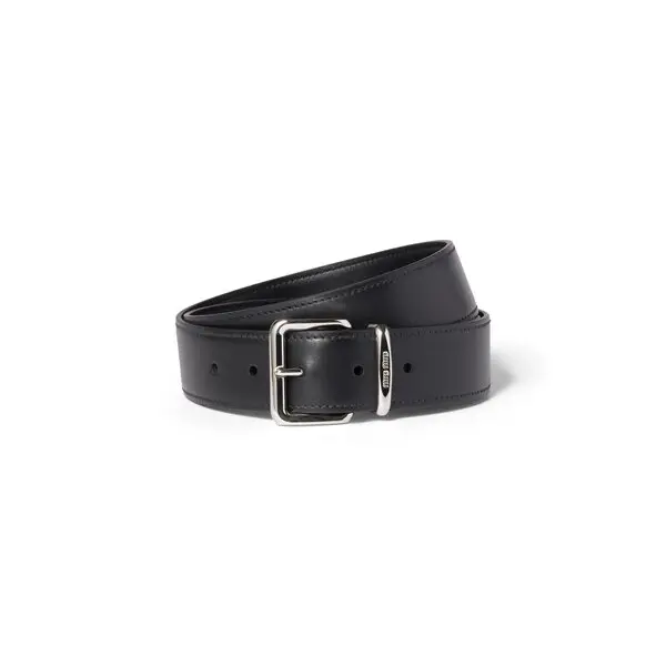 Miu Miu Leather Belt With Metal Buckle - Black