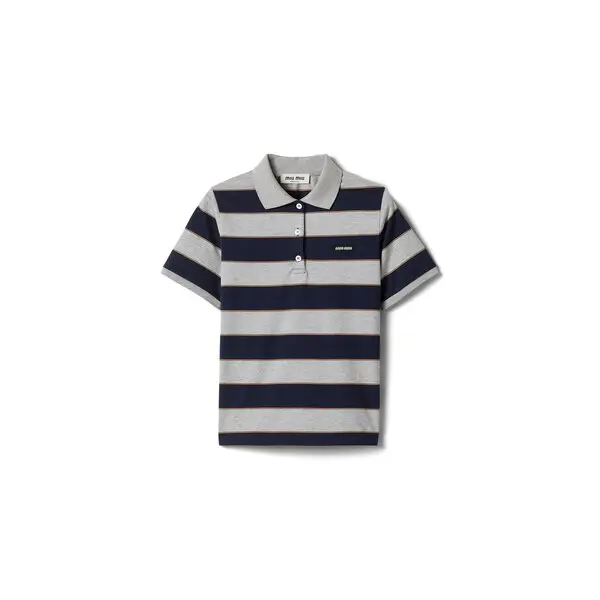 Miu Miu Striped Jersey Polo Shirt