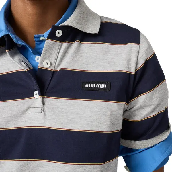 Miu Miu Striped Jersey Polo Shirt