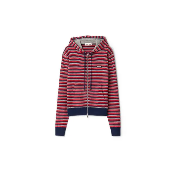 Miu Miu Striped Wool Hoodie Jacket