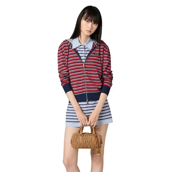 Miu Miu Striped Wool Hoodie Jacket