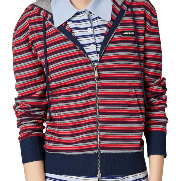 Miu Miu Striped Wool Hoodie Jacket