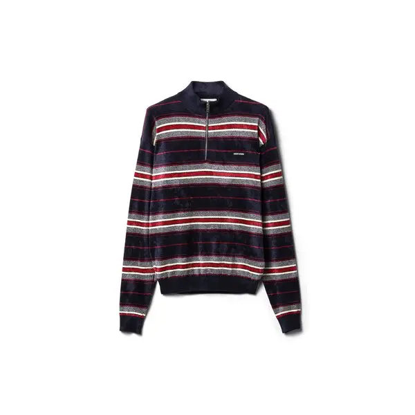Miu Miu Chenille Half-zip Sweater - Navy