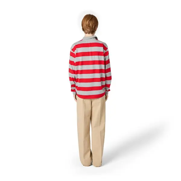 Miu Miu Striped Jersey Long Sleeve Polo Shirt