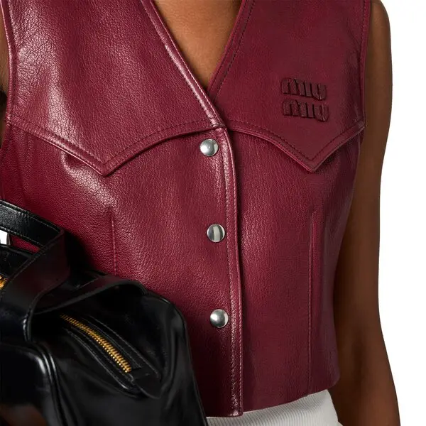Miu Miu Leather Vest - Red Currant