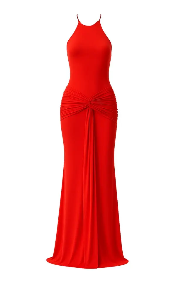 THE NEW ARRIVALS ILKYAZ OZEL Euphorie Open-back Gown - Red