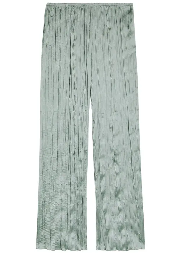 Staud Plissé Straight-leg Trousers - Silver