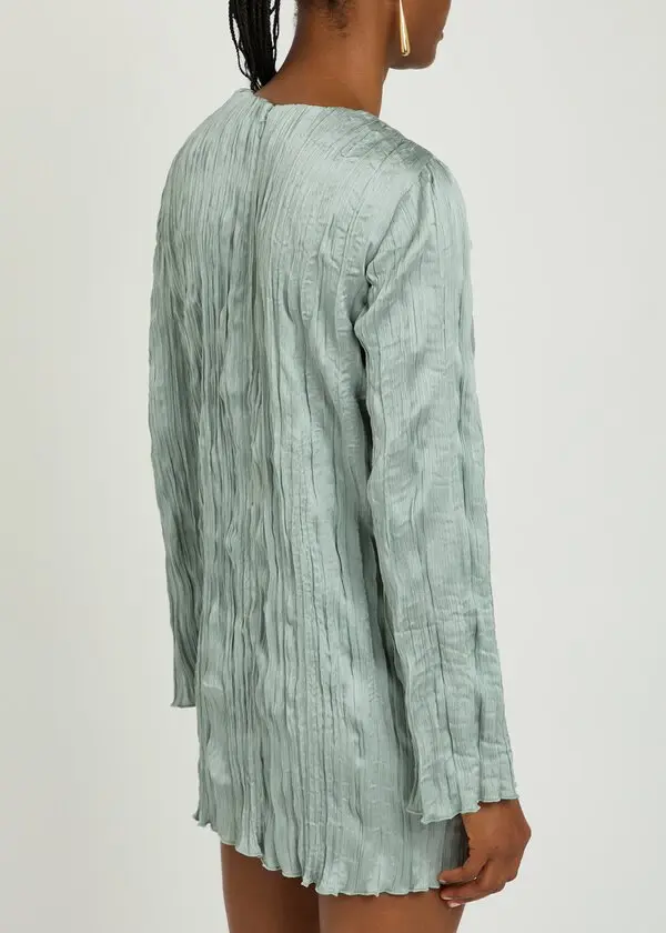 Staud Kona Plissé Mini Dress