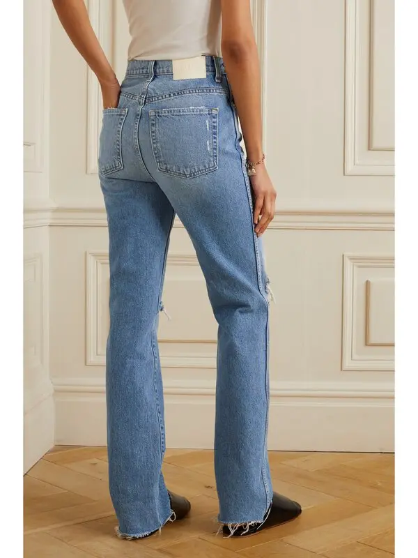 GRLFRND Sara Distressed High-rise Straight-leg Jeans