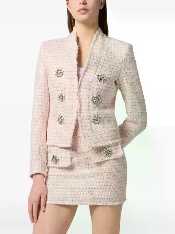 Philipp Plein Embellished Tweed Jacket With Jewel Buttons