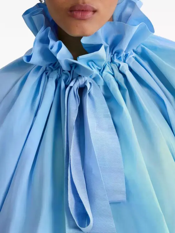 PATOU Ruffled Ribbon Detail Blouse - Blue