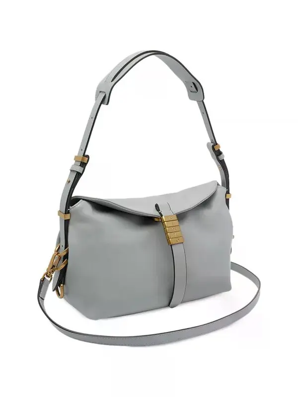 Pinko Leather Saddle Shoulder Bag With Gold-tone Hardware - Grey
