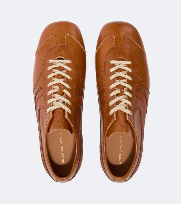 Dries Van Noten Leather Lace-up Sneakers - Brown
