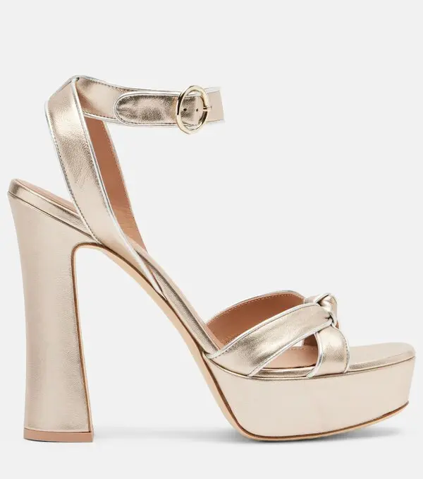 MALONE SOULIERS Rudi 130 Leather Platform Sandals - Silver