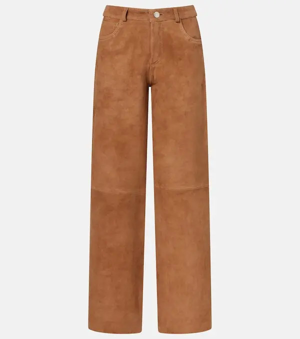 Nour Hammour Milo Suede Wide-leg Trousers - Beige