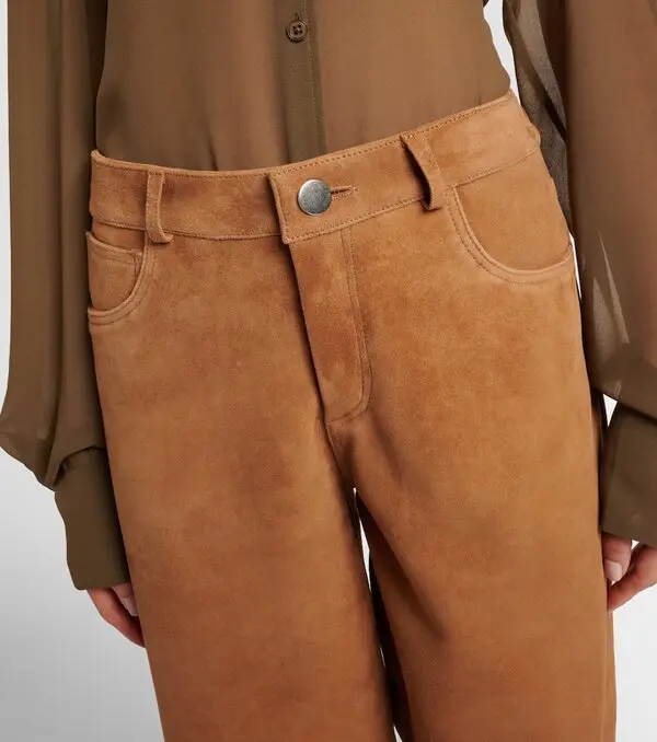 Nour Hammour Milo Suede Wide-leg Trousers - Beige