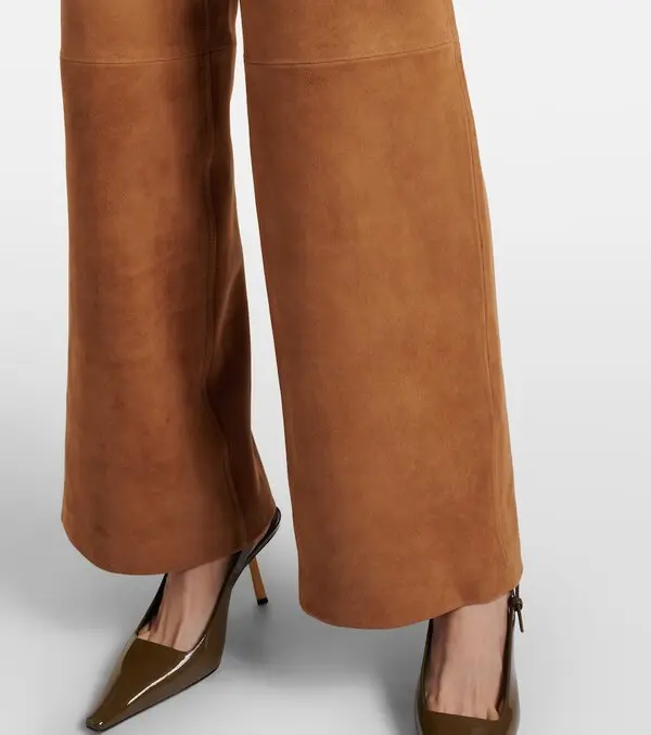 Nour Hammour Milo Suede Wide-leg Trousers - Beige