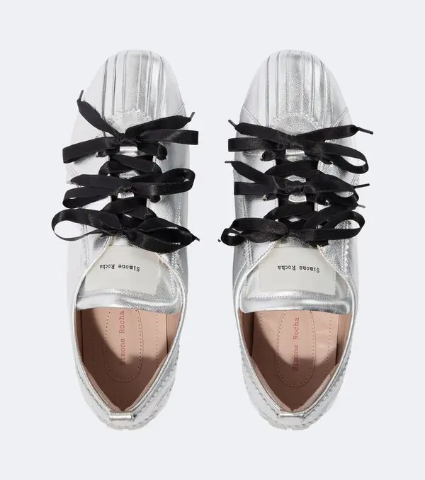 Simone Rocha Ballerina Grip Metallic Leather Lace-up Sneakers