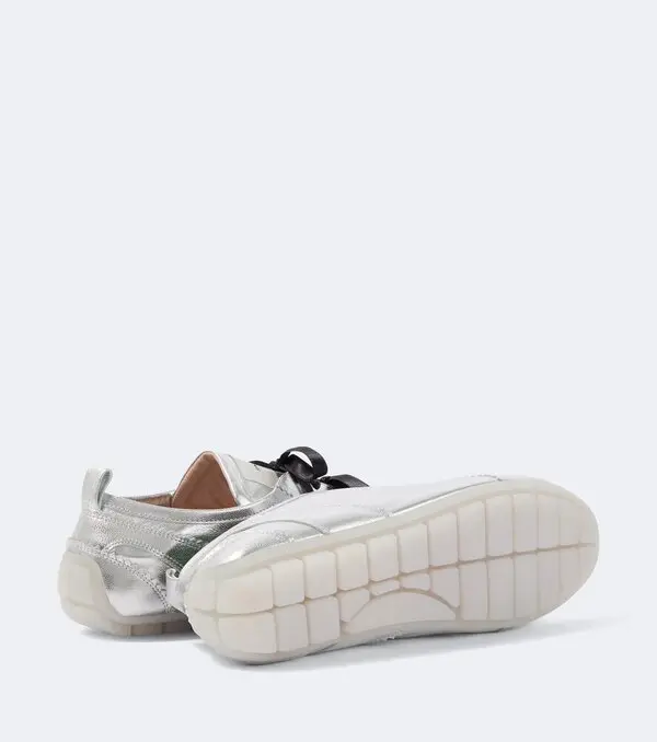 Simone Rocha Ballerina Grip Metallic Leather Lace-up Sneakers