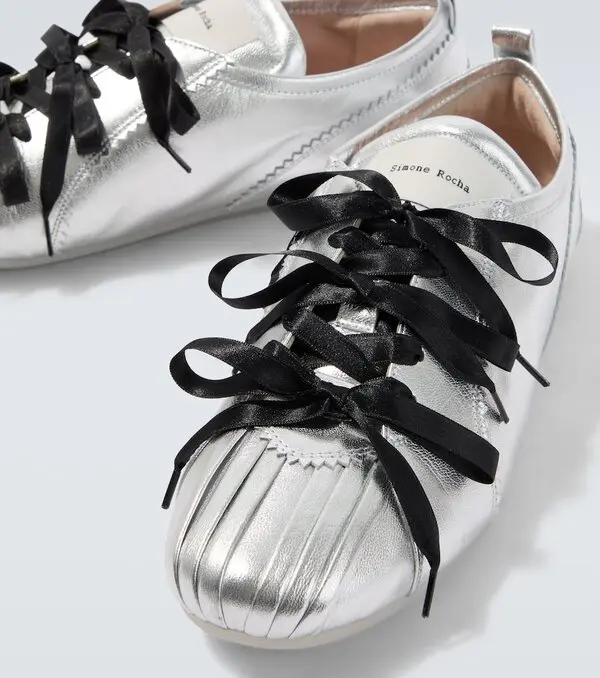 Simone Rocha Ballerina Grip Metallic Leather Lace-up Sneakers