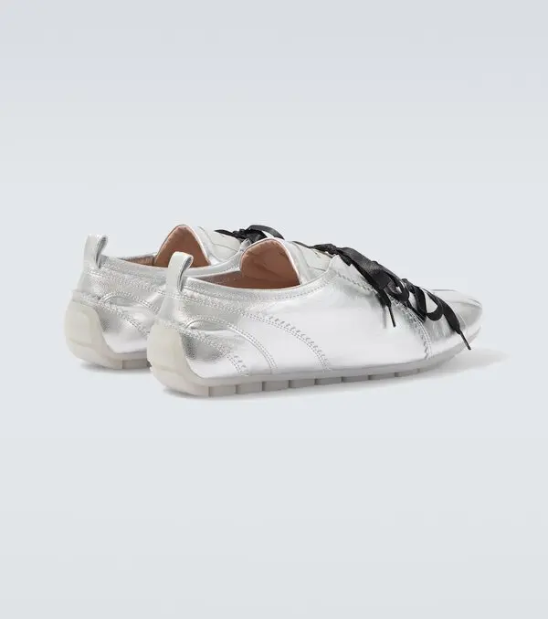 Simone Rocha Ballerina Grip Metallic Leather Lace-up Sneakers
