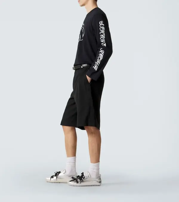 Simone Rocha Ballerina Grip Metallic Leather Lace-up Sneakers