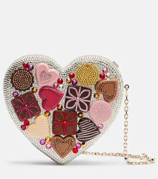 Judith Leiber Heart Small Crystal-embellished Clutch - Silver