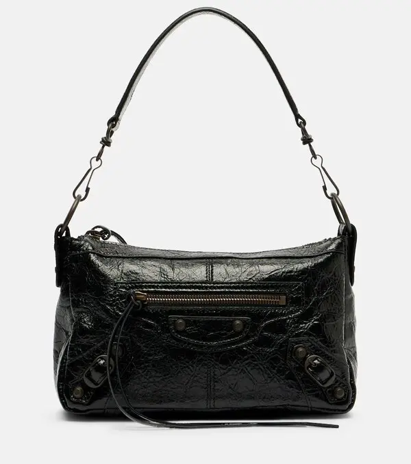 Balenciaga Le City Moto Mini Leather Shoulder Bag - Black