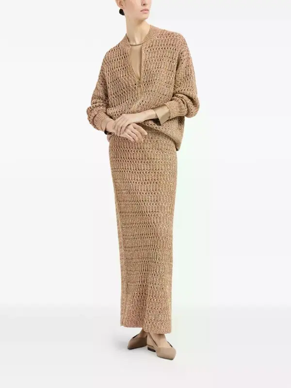 Brunello Cucinelli Sequined Braided Zip-up Cardigan