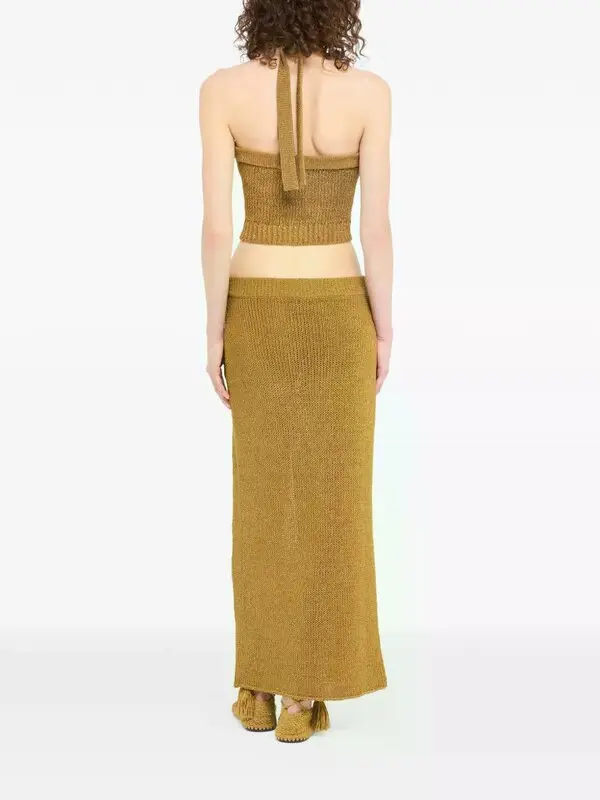 Alanui Halterneck Embellished Tank Top - Brown