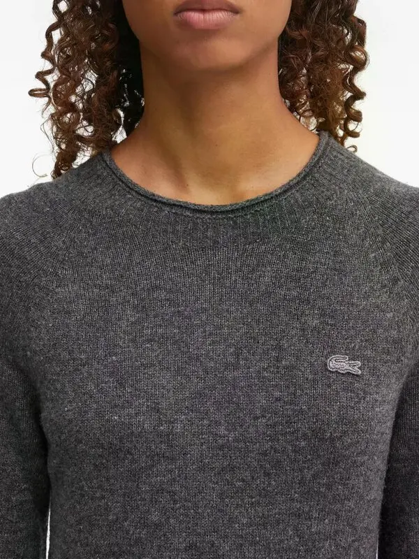 Lacoste Long Sleeve Crewneck Mini Dress With Logo Appliqu - Grey