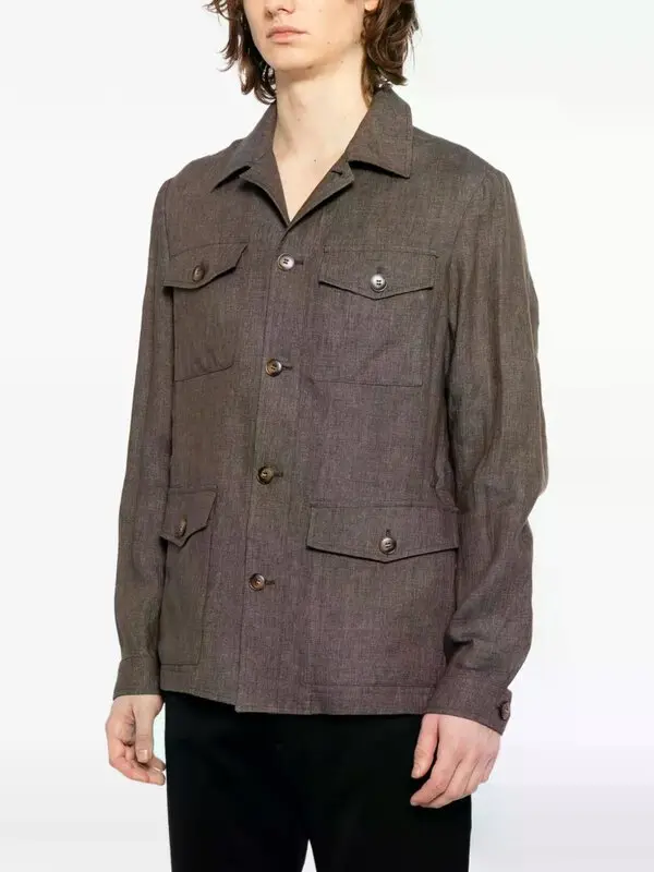 Canali Flap Pockets Shirt Jacket - Brown